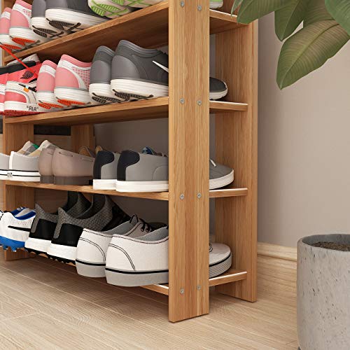 SDHYL 5-Tier Shoe Rack 29.5 inches Shoe Storage Shelf with 1 Top Storage Space, Shoe Organizer for Enterway, Maple, S7-WK-L24-MP-US