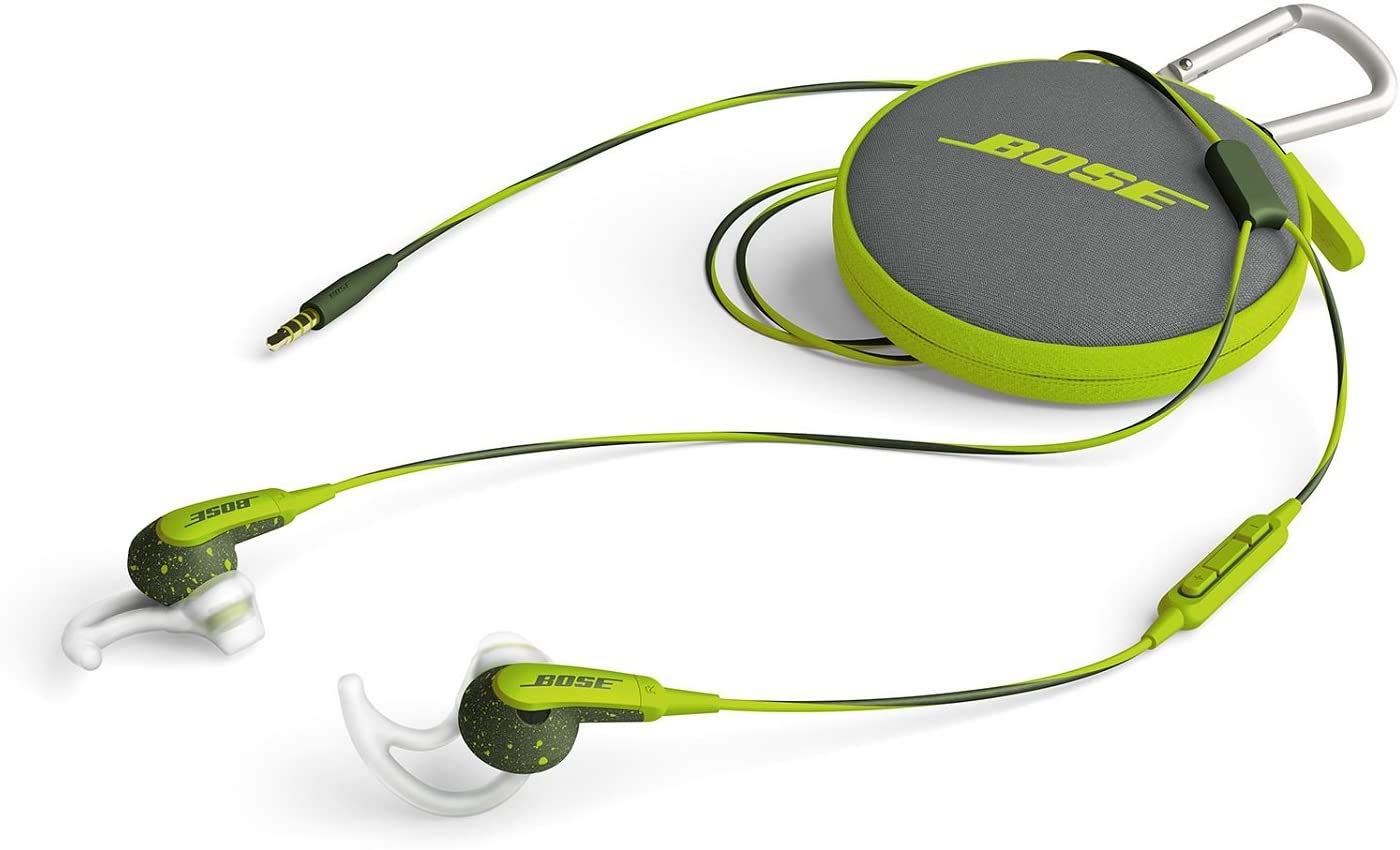 SoundSport, by Bose, Wired in-Ear Headphones, 3.5mm Connector Made for use with Apple Devices, Green Color, Comes with a Travel Case