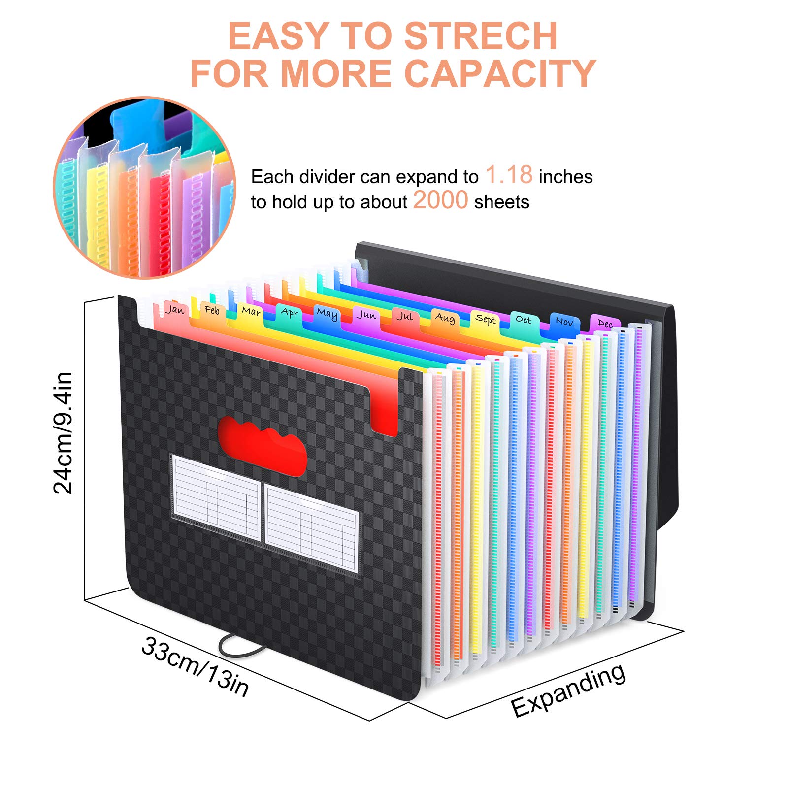 Moptrek nding File Folder Letter Size Accordion Wallet Folder with 13 Pockets A4 Magnetic Wireless Charger, Wireless Magnetic Cell Phone Charger