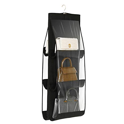 GINGA Hanging Storage Bag Purse Handbag Organizer, The Door Clost Hanging Storage Bag with 6 Pockets Width Pockets for Handbags Purses Clothing Homewares and Accessories