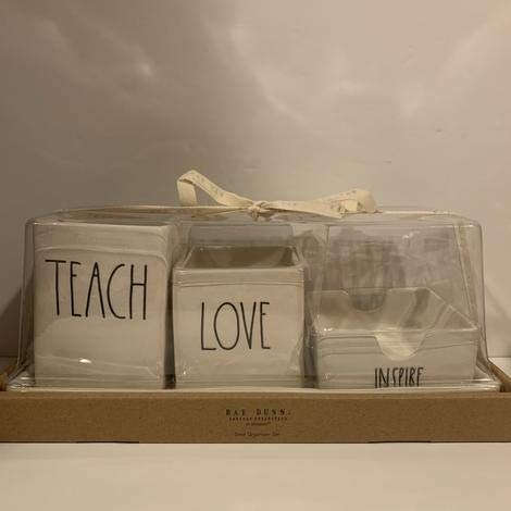 Rae Dunn TEACH - LOVE - INSPIRE Set - Teacher gift - Ceramic - Pencil desk holder