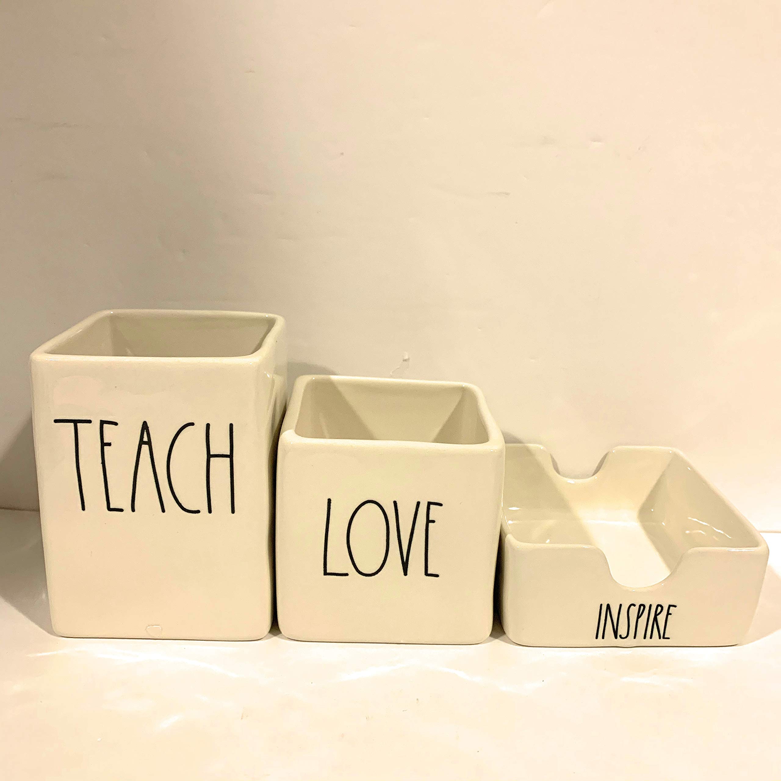 Rae Dunn TEACH - LOVE - INSPIRE Set - Teacher gift - Ceramic - Pencil desk holder
