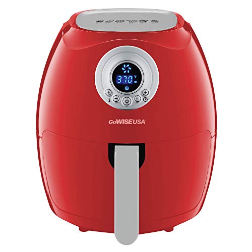 GoWISE USA 3.7-Quart Digital Air Fryer + 50 Recipes, Red, Qt
