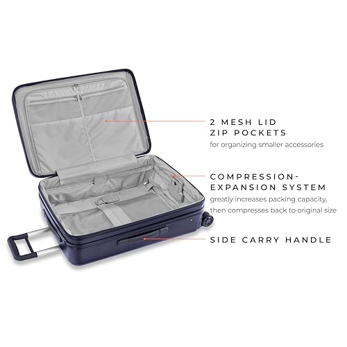 Briggs & Riley Sympatico Hardside Medium Spinner Luggage, Matte Navy, 27-Inch Checked