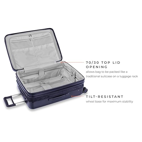 Briggs & Riley Sympatico Hardside Medium Spinner Luggage, Matte Navy, 27-Inch Checked