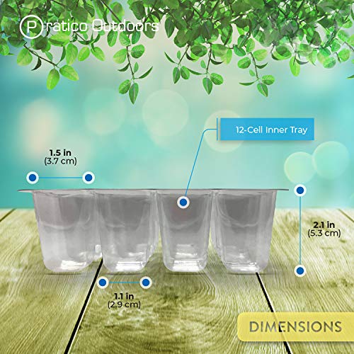 Pratico Outdoors 12 Cell Plastic Seed Starter Tray Kit, Clear, 5 Pack