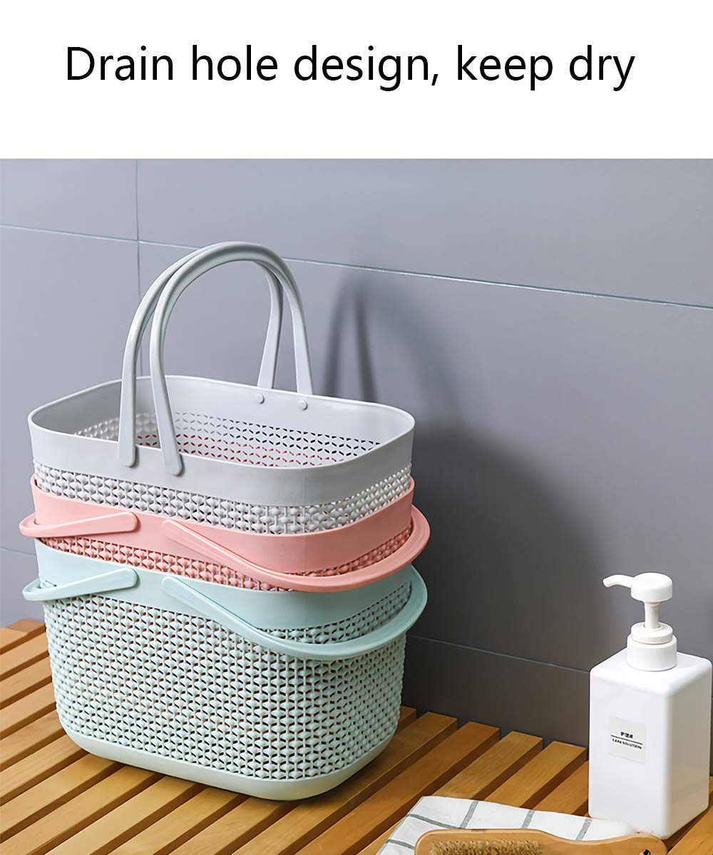 UUJOLY Plastic Organizer Storage Baskets with Handles, Shower Caddy Bins Organizer for Bathroom and kitchen (Blue)