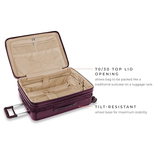 Briggs & Riley Sympatico Hardside Medium Spinner Luggage, Plum, 27-Inch Checked