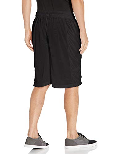 WT02 Big & Tall Men's Athletic Active Mesh Shorts, Inseam 12", Lightweight Breathable, Black/Black, 3X