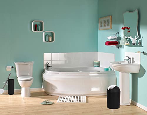 YCOCO Bathroom Accessories Set,6 Pcs Plastic Gift Set Toothbrush Holder,Mouthwash Cup,Soap Dispenser,Soap Dish,Toilet Brush,Trash Can,Black