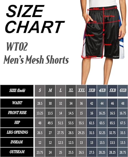 WT02 Big & Tall Men's Athletic Active Mesh Shorts, Inseam 12", Lightweight Breathable, Black/Black, 3X