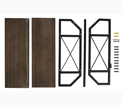 Abyssfish 2 Tier Metal Industrial Bathroom Shelves with Towel Bar Floating Storage Organizer Shelves Rustic Wall Mounted Shelves Over Toilet Towel Rack for Bathroom, Bedroom, Kitchen