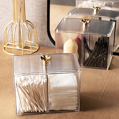 DASITON Acrylic Qtip Holder ,Cotton Swab Holder,Bathroom Jars With Lids Set,Apothecary Jar Dispenser For Cotton Ball, Cotton Swab, Cotton Round Pads, Floss