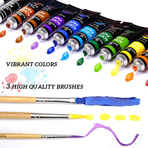 WINSONS Acrylic Paint Set, Non Toxic 12 Colours (12 x 12ml,0.4 Oz) Pigments Great for Kids Beginners, Painter, Children, Student School/Classroom Art Essentials