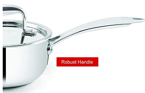Shapes Stainless Steel Tri-Ply Saucepan - 1 Quart, Silver - Multipurpose Sauce Pan, Cooking Pot - Use for Home, Kitchen and Restaurant - Induction Ready - Easy to Clean and Dishwasher Safe