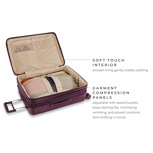Briggs & Riley Sympatico Hardside Medium Spinner Luggage, Plum, 27-Inch Checked
