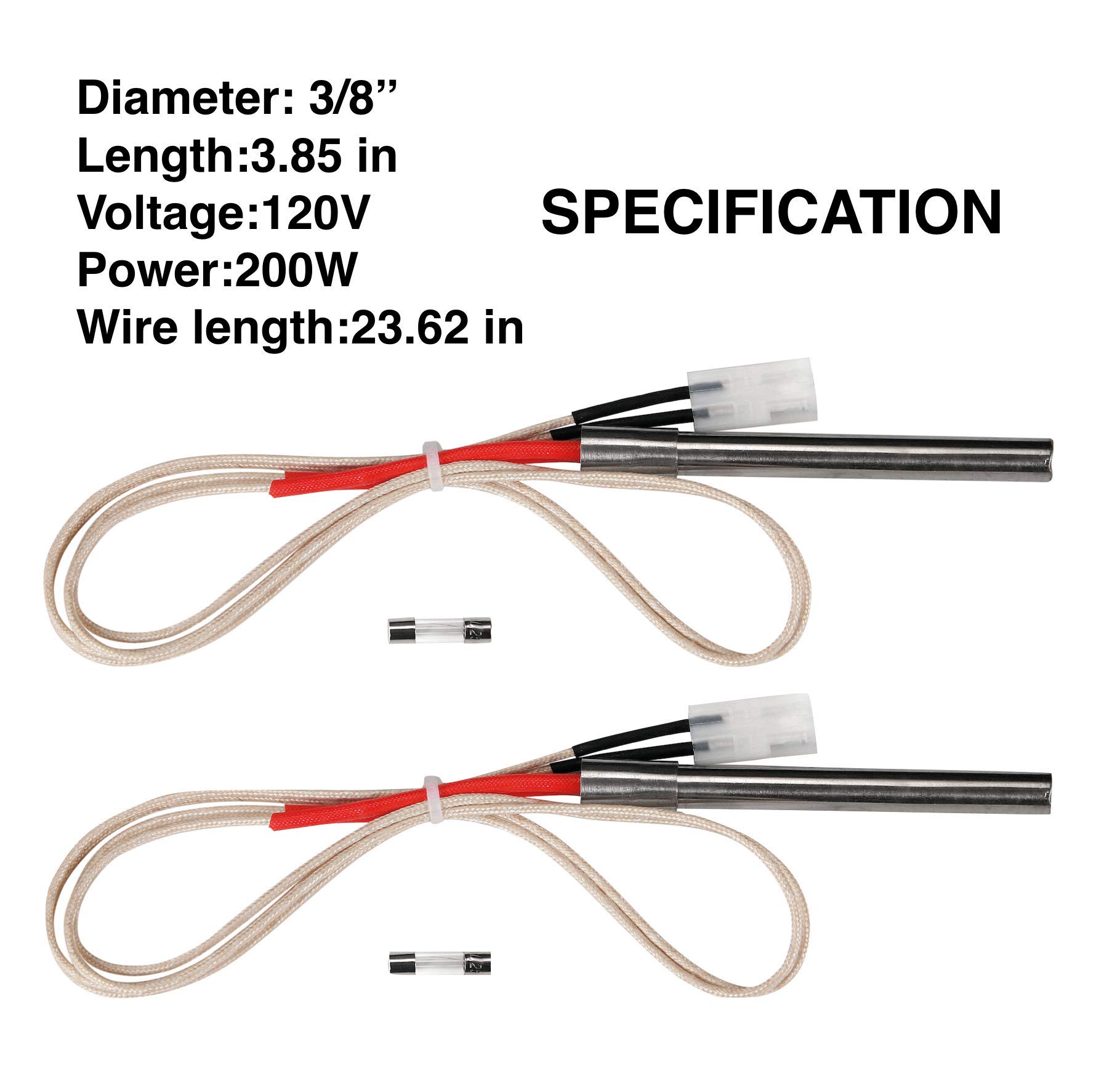 GRILLME 2 Sets Grill Hot Rod Ignitor Kit with 2 Pieces Fuses Replacement Parts for Traeger Wood Pellet Grills
