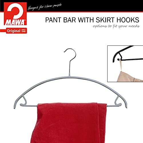 Mawa Non Slip Metal Clothing Hanger, Smooth Shoulder Support with Skirk Hooks, Model 42-U, Set of 5, Silver