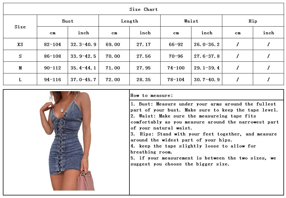 chouyatou Women's Sexy Spaghetti Strap Lace-Up Party Club Mini Denim Sun Dress (Small, Grey)