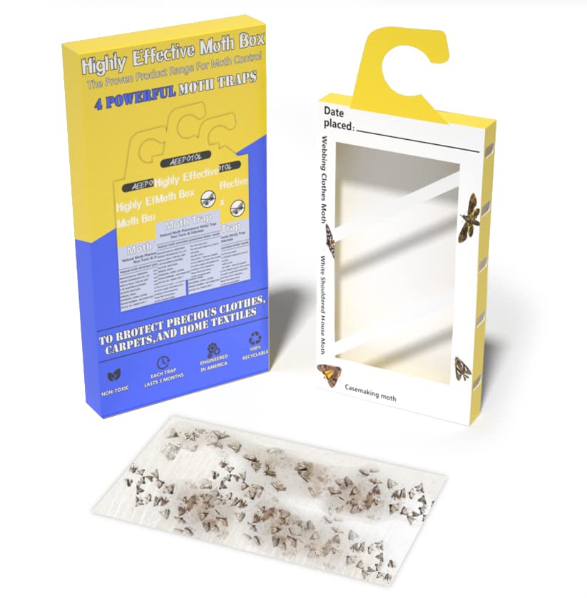 Clothes Moth Trap, Moth Traps for Clothes, Moth Pheromone Traps, Refillable Closet Clothing Moth Trap for Food and Cupboard Moths 2 x Four Packs (8 Strips in Total)