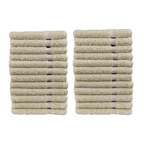 Fibertone Bleach Safe, Microfiber Alternative, 24-Piece Utility Washcloth Set-Beige