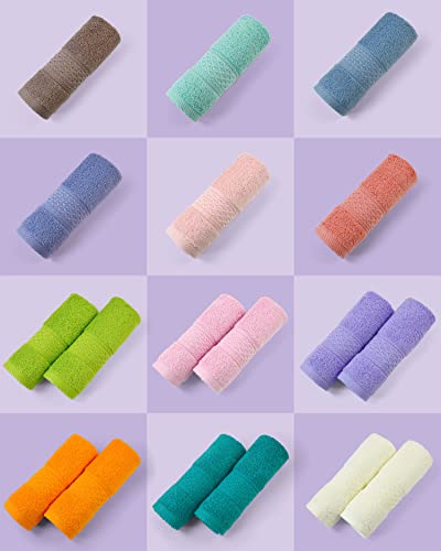 Cleanbear 18-Piece Wash-Cloths-Ultra Soft-Cotton-Washcloths, Bathroom Towels with Assorted Colors, 13 by 13 Inches