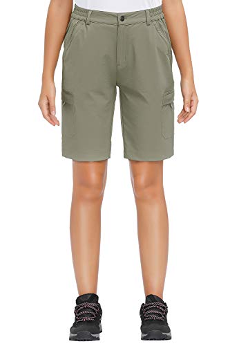Libin Women's Lightweight Hiking Shorts Quick Dry Cargo Shorts Summer Travel Golf Shorts Outdoor Water Resistant Silver Sage L