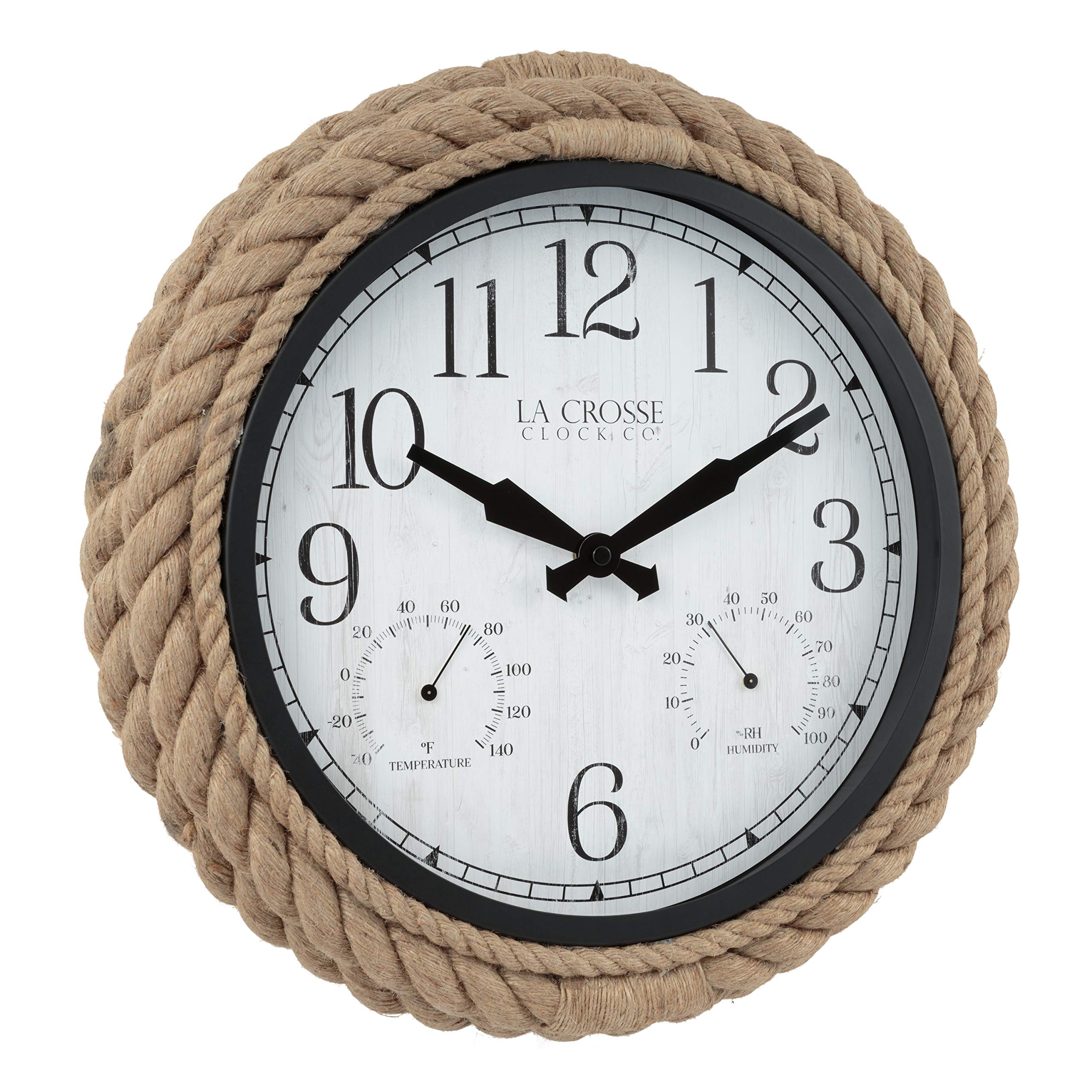 La Crosse Clock 433-3836 14-inch Rowan Indoor/Outdoor Rope Analog Quartz Wall Clock