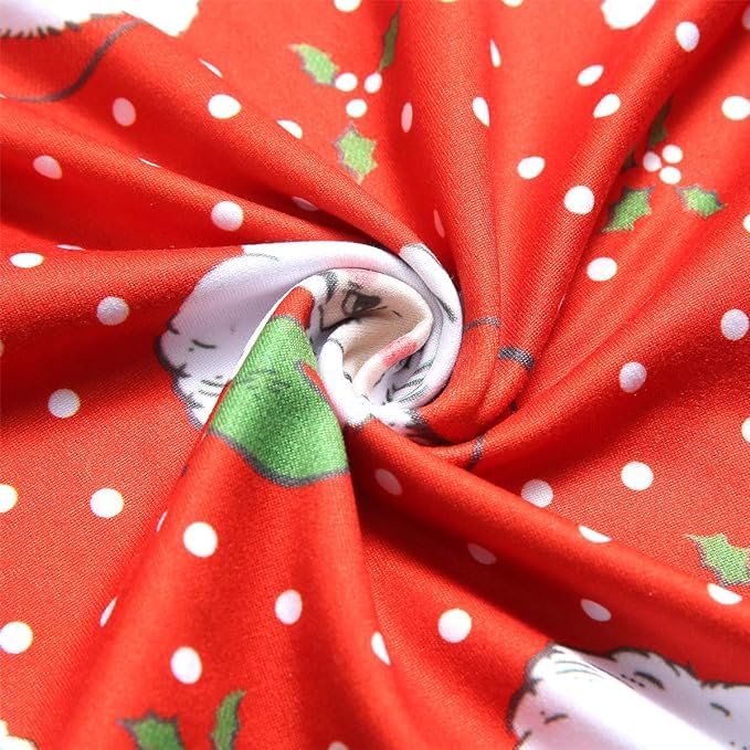 U / N Girls'Christmas Sleepwear Soft Cotton Santa Claus, Red, 5-6 Years