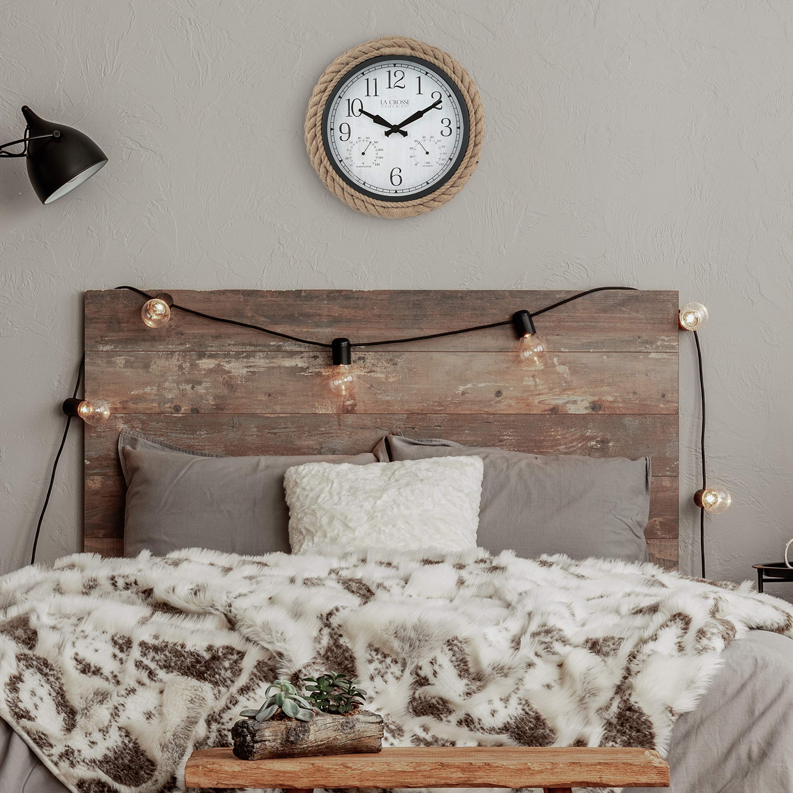 La Crosse Clock 433-3836 14-inch Rowan Indoor/Outdoor Rope Analog Quartz Wall Clock
