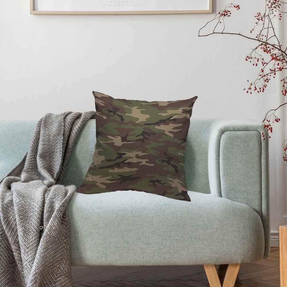 HOSNYE Army Camouflage Throw Pillow Cushion Covers Hunting Camo Green Hunter Decorative Square Accent Pillow Case 18 x18 inch