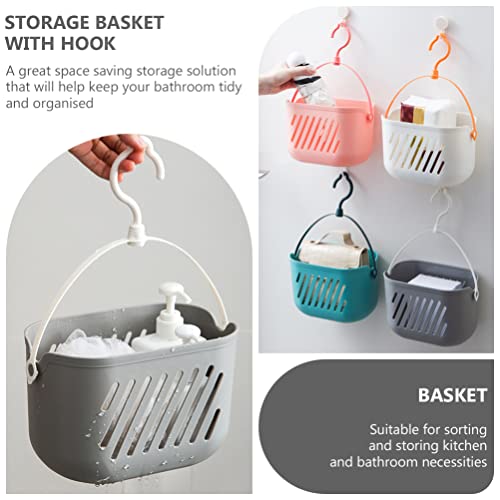 DOITOOL Plastic Hanging Shower Caddy Basket: Connecting Organizers Storage Basket with Hook for Bathroom Kitchen Pantry Bathroom Dorm Room(9.1x5.5x5.1inch)