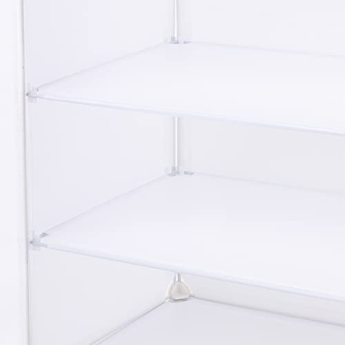 12Pcs 3-Layer Shoe Storage Box, Foldable Shoe Organizer Boxes Capable of holding 72 Pairs, White Plastic Closet Shoe Organizer with Transparent Cover, Free Standing Shoe Rack Easy Assembly Expandable for High Heels, Boots