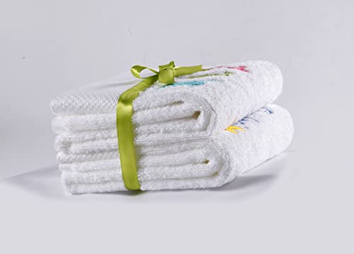 GreenPine 2 Pack Easter Hand Towels Whtie Towels 100% Cotton Embroidered Premium Luxury Decor Bathroom Decorative Dish Towels Set for Drying, Cleaning, Cooking, Holiday Towels Gift Set 14 "X 29"