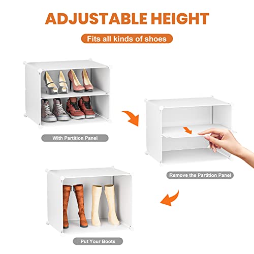 Shoe Rack Organizer,6 Tier Shoe Organizer for Closet, Stackable 24 Pair Covered Shoe Rack Shoe Shelves Shoe Storage Shoe Cabinet for Entryway Bedroom Hallway(White)
