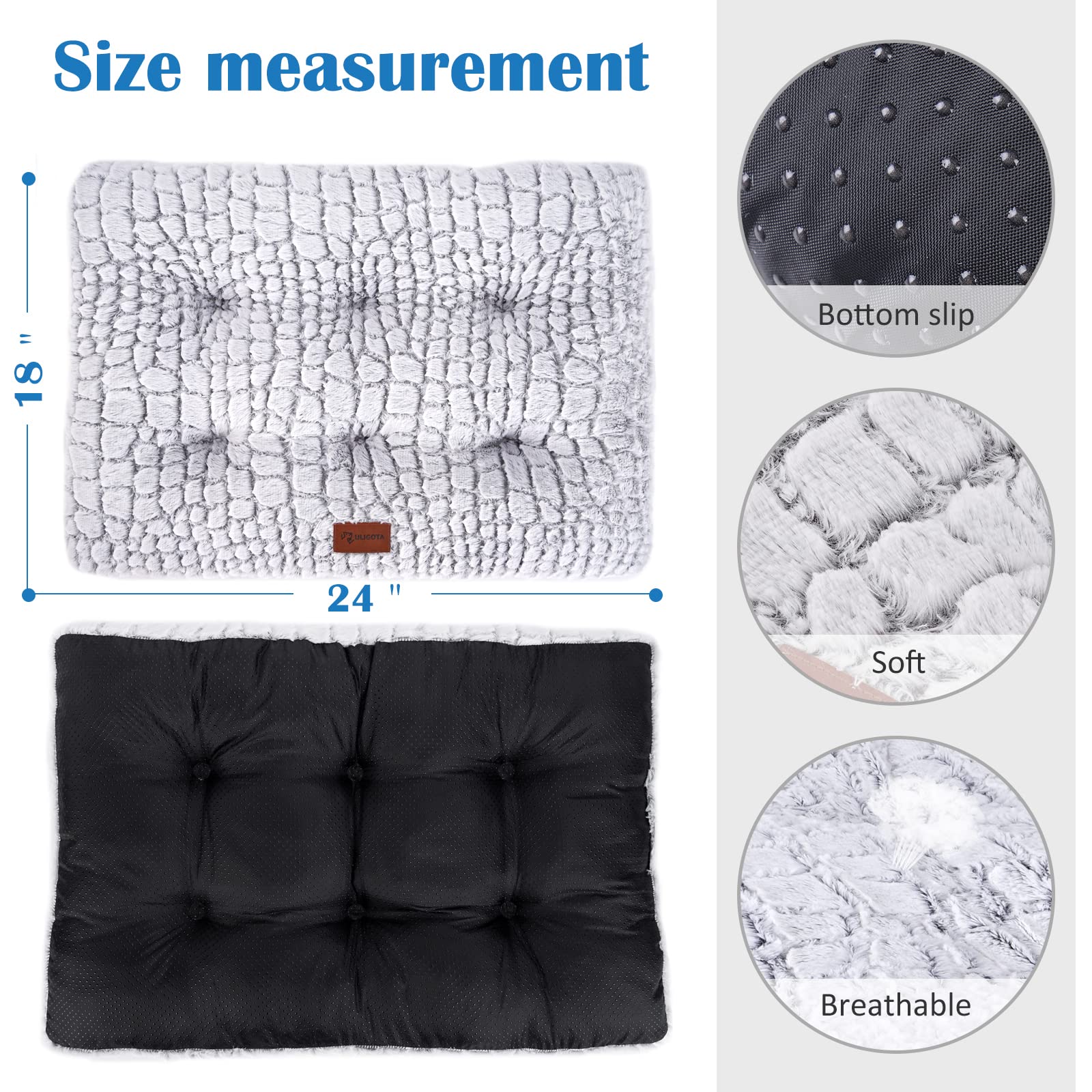 Dog Bed Crate Pad Pet Cushion Crate Mat Puppy Bed for Small Dogs Soft Fluffy Kennel Pad for Dog Crate, Anti-Slip Comfy Small Dog Bed