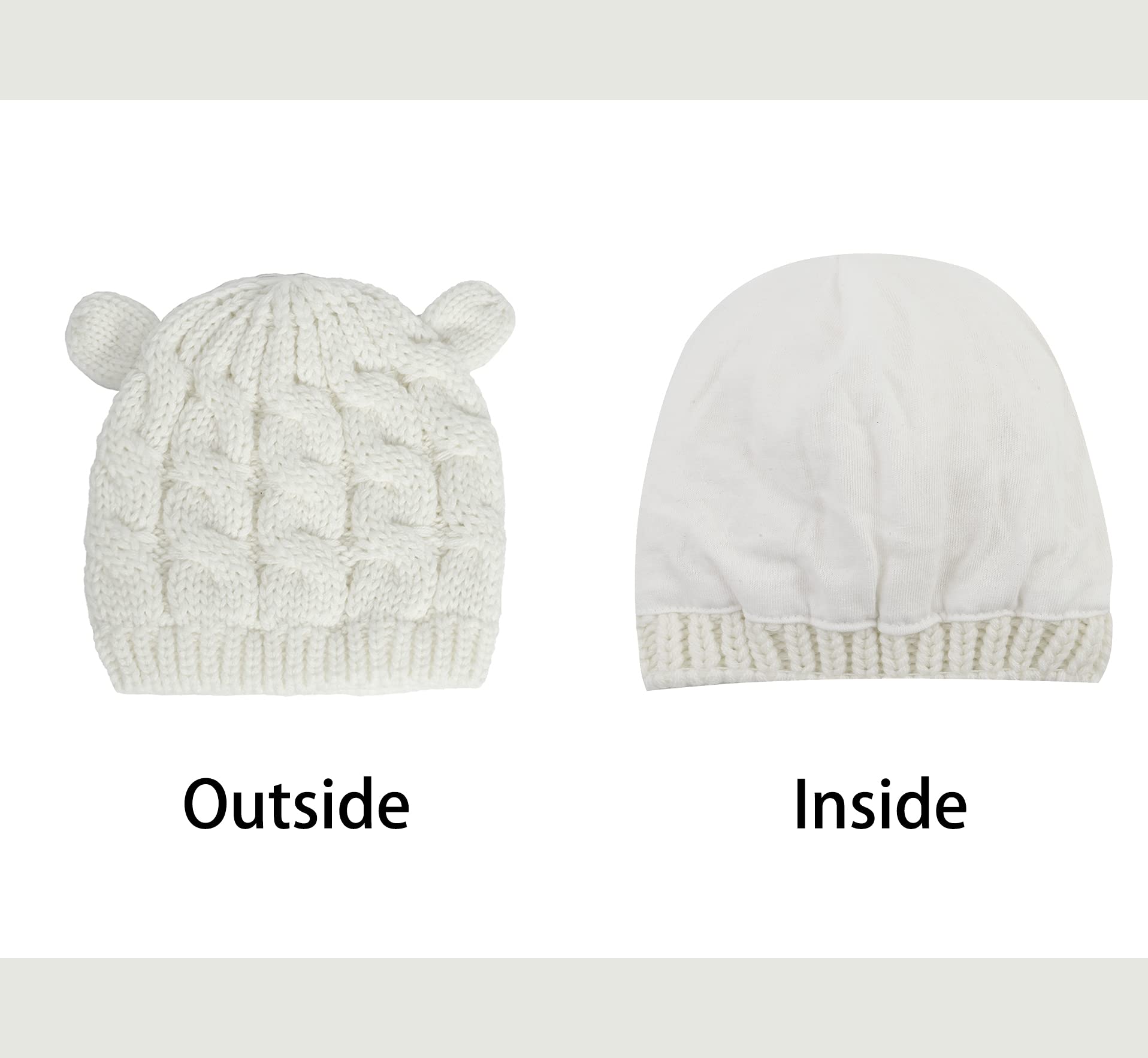 Fynnsure Baby Hat Glove Set Soft Newborn Mittens Baby Girl Boys Knitted Toddler Cap Infant Winter Beanie Mitten Sets White M