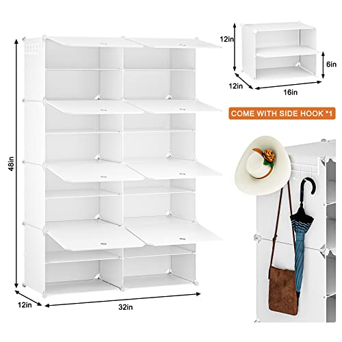 Shoe Rack Organizer,6 Tier Shoe Organizer for Closet, Stackable 24 Pair Covered Shoe Rack Shoe Shelves Shoe Storage Shoe Cabinet for Entryway Bedroom Hallway(White)