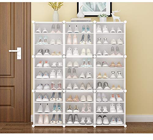 12Pcs 3-Layer Shoe Storage Box, Foldable Shoe Organizer Boxes Capable of holding 72 Pairs, White Plastic Closet Shoe Organizer with Transparent Cover, Free Standing Shoe Rack Easy Assembly Expandable for High Heels, Boots