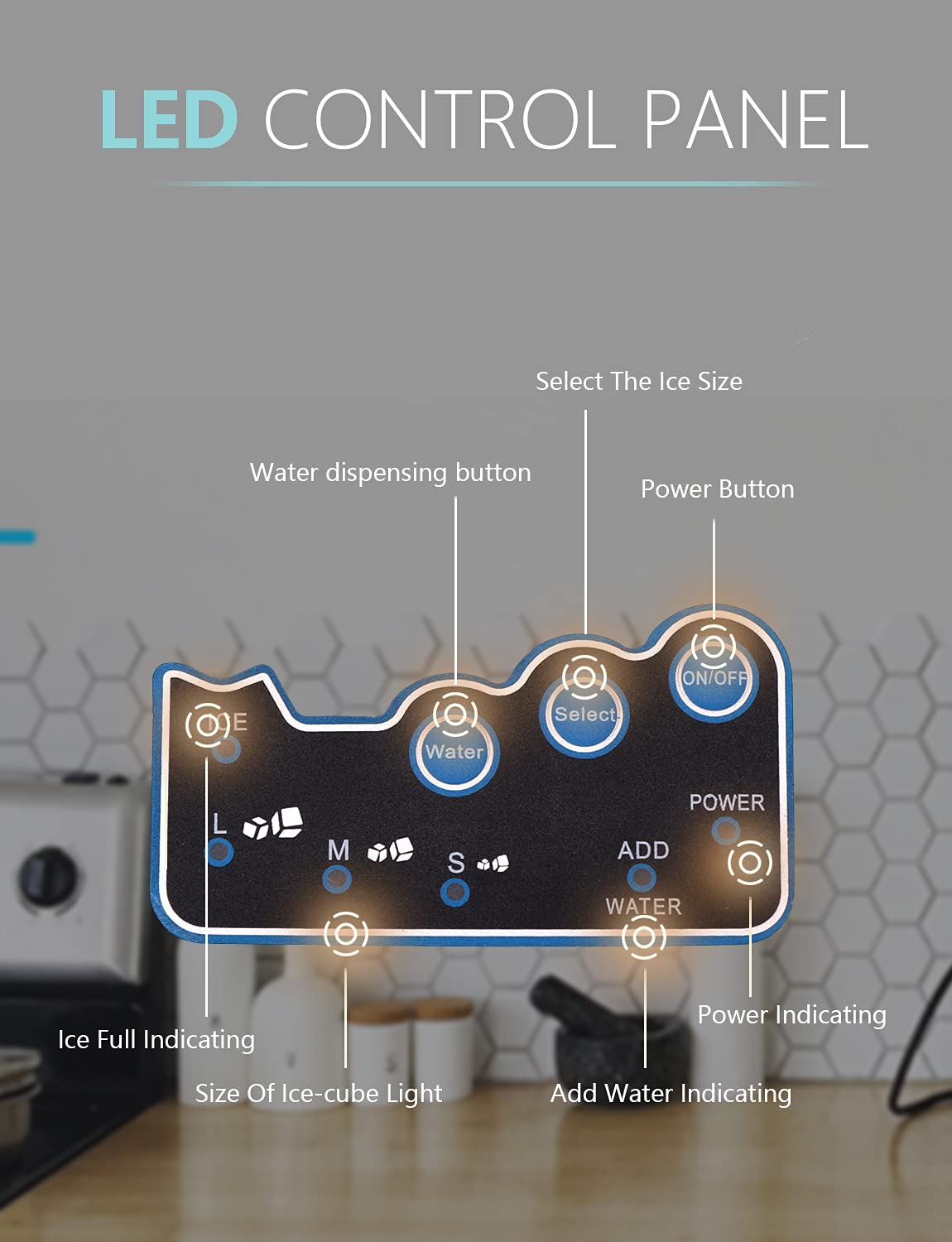 2 in 1 Ice Maker Countertop, 48LBS/24H Automatic Ice Stainless Steel Machine with Water Dispenser, ready in 8 Minutes, with Ice Scoop and 2.6 lb Ice Storage