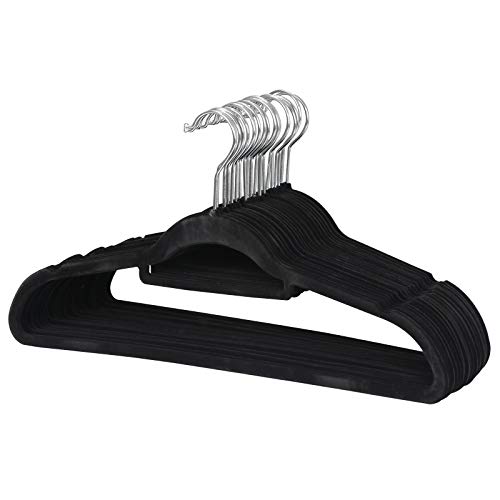 Velvet Hangers 100 Pack, Premium Velvet Hanger Non-Slip, 360° Degree Rotatable Hook, Space Saving Clothes Hanger (Black)