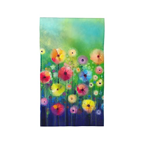B TREE Watercolor Spring Summer Dandelion Flowers Highly Absorbent Decorative Hand Towel Multipurpose for Bathroom Hotel Gym Spa Soft Cotton Fingertip Towels