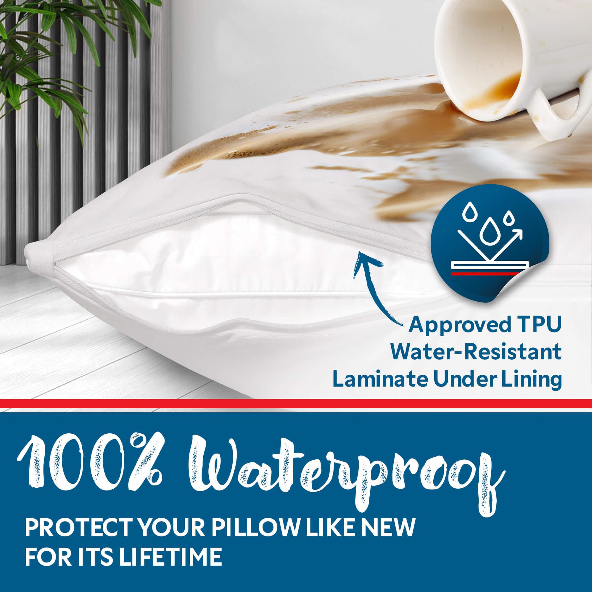 Guardmax Premium Pillow Protector with Zipper Body Size - Waterproof and Bed Bug Proof Pillow Covers - Pillowcases Protect Against Allergens, Dust Mites, Bed Bugs, and Liquid Spills