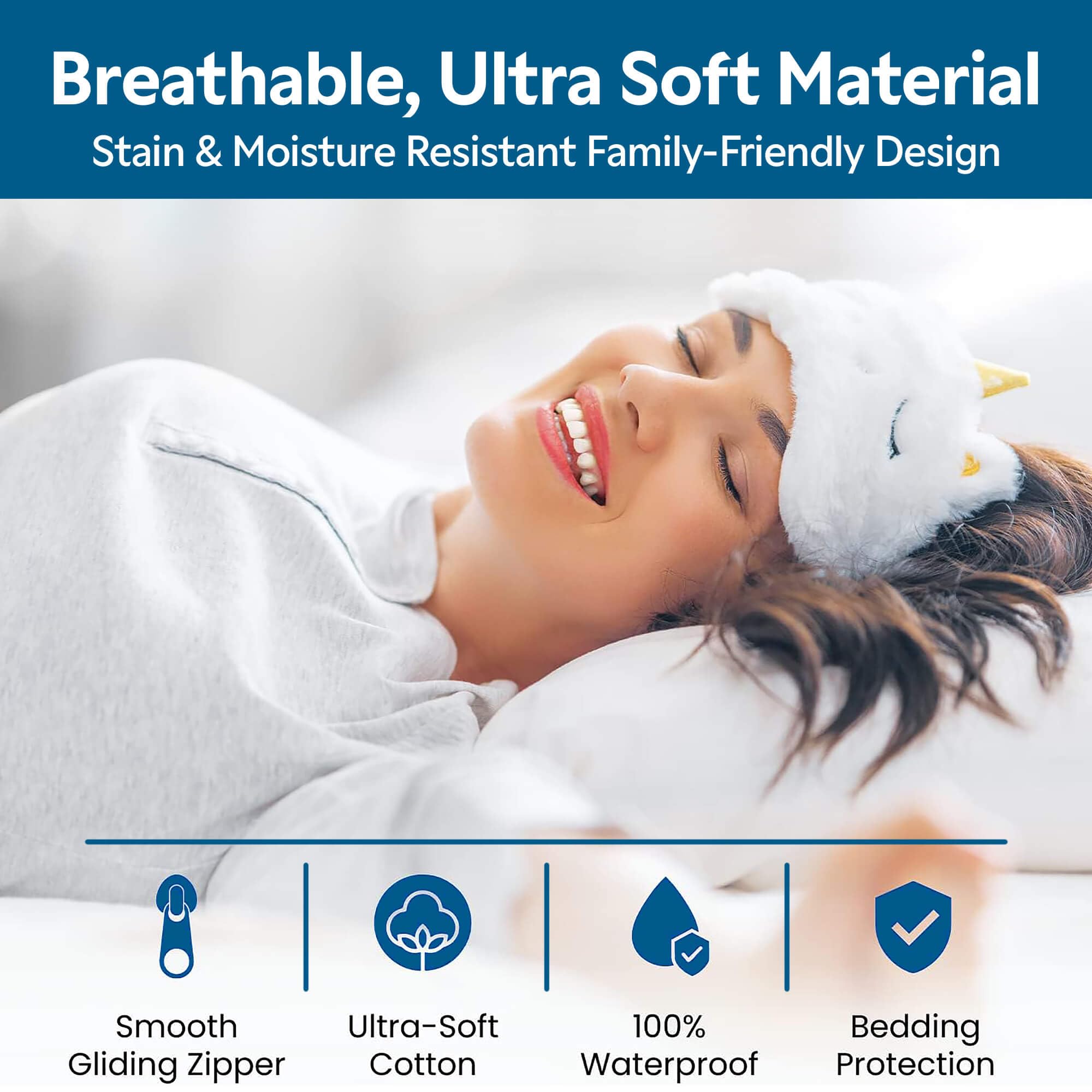 Guardmax Premium Pillow Protector with Zipper Body Size - Waterproof and Bed Bug Proof Pillow Covers - Pillowcases Protect Against Allergens, Dust Mites, Bed Bugs, and Liquid Spills
