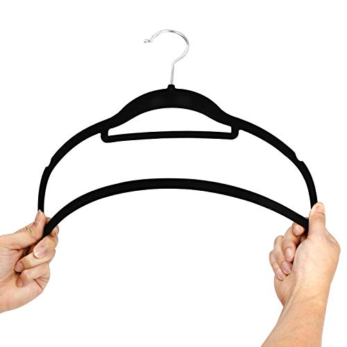 Velvet Hangers 100 Pack, Premium Velvet Hanger Non-Slip, 360° Degree Rotatable Hook, Space Saving Clothes Hanger (Black)
