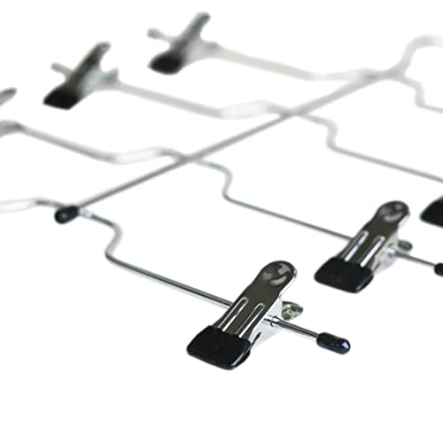 HUJI Sturdy 4 Tier Trouser Skirt Pants Hanger Chrome and Black Vinyl (Set of 4, 4 Tier Trouser Hangers)