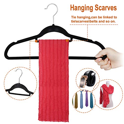 Velvet Hangers 100 Pack, Premium Velvet Hanger Non-Slip, 360° Degree Rotatable Hook, Space Saving Clothes Hanger (Black)