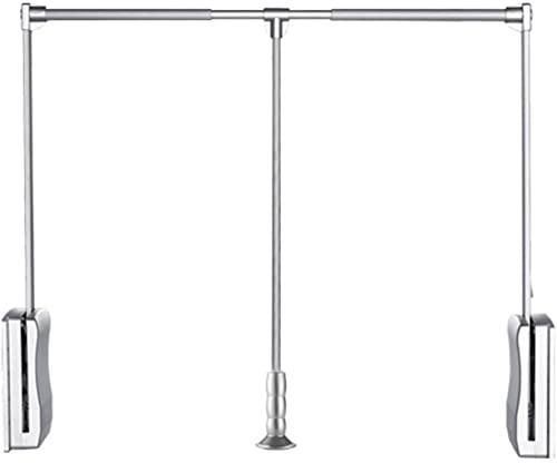 Pull Down Closet Rod Wardrobe Lift Heavy Duty Pull Down Closet Rod For Hanging Clothes Wardrobe Lift Rail, Aluminum Adjustable Width 51-120cm, Cabinet Rail Lifter Hanger Organizer Storage System ( Col