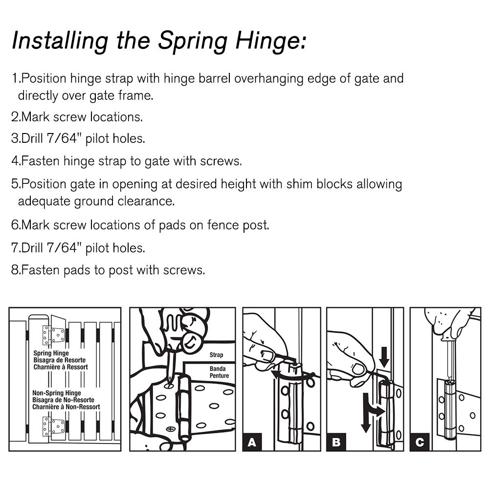 Self-Closing Gate Hardware Kit,1 Pack Self-locking Gate Latch and 2 Pack 3.5inch Heavy Duty Adjustable Spring Gate Square Barn Hinges,Black Finish Gate Hardware Set for Wood Vinyl Fence Gate Shed Door