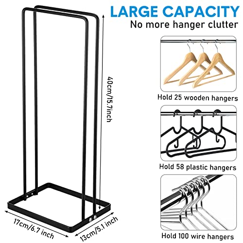 Hotop 2 Packs Hanger Storage Organizer Clothes Hanger Holder Metal Hanger Rack Iron Wire Hanger Stacker Black Hanger Stand for Closet Laundry Room Kids Adult or Child